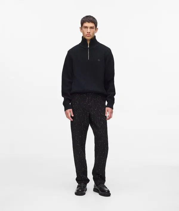 Karl Lagerfeld Half-zip Turtleneck Sweater In Lambswool