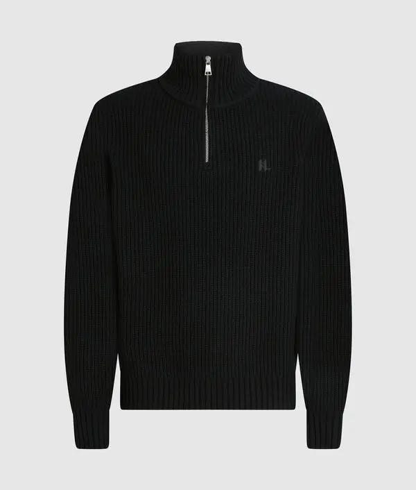 Karl Lagerfeld Half-zip Turtleneck Sweater In Lambswool