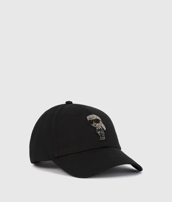 Karl Lagerfeld Ikon Rhinestones Cap - Black