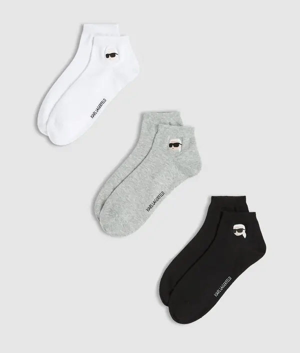 Karl Lagerfeld Ikon Short Socks 3-pack - Black/white/grey