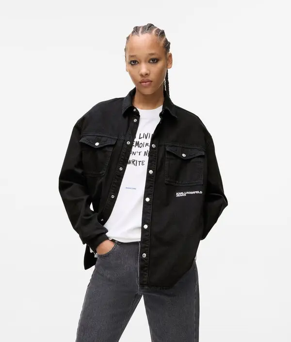 KL JEANS Cotton Overshirt With Logo Embroidery