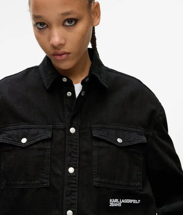 KL JEANS Cotton Overshirt With Logo Embroidery