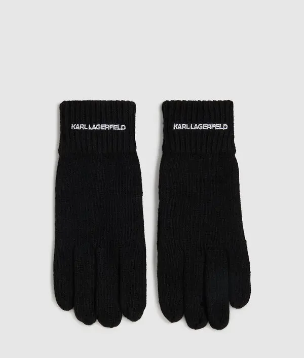 Karl Lagerfeld Logo Knitted Gloves - Black