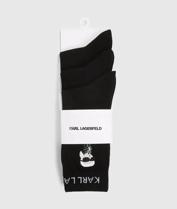 Karl Lagerfeld Ikon Artwork Crew Socks - Black