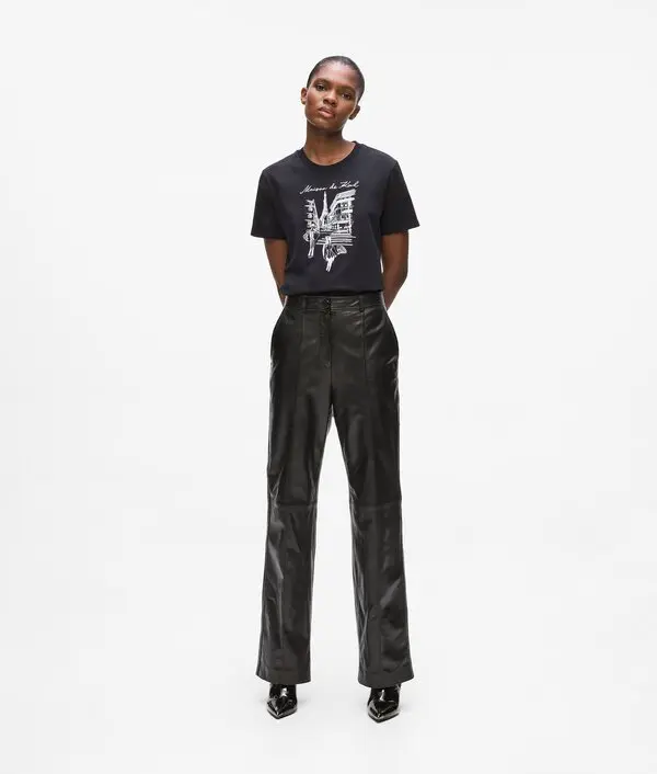 Karl Lagerfeld Straight-leg Leather Trousers - Black