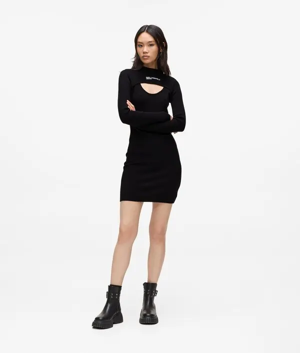KL JEANS Jeans Cut Out Knit Dress - Black