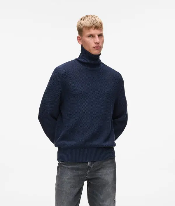 KL JEANS Jeans Relaxed Rollneck Sweater In Cotton - Black Iris