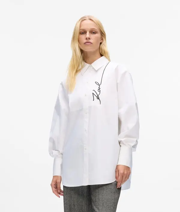 Karl Lagerfeld Signature Poplin Shirt - White