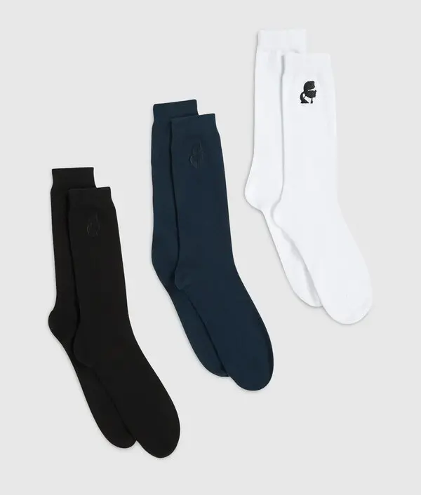 Karl Lagerfeld Kameo Socks – 3-pack - Black-blue-white