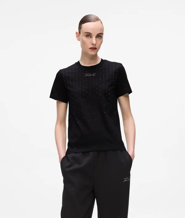 Karl Lagerfeld Rhinestone Logo T-shirt - Black