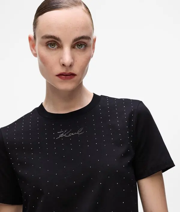 Karl Lagerfeld Rhinestone Logo T-shirt