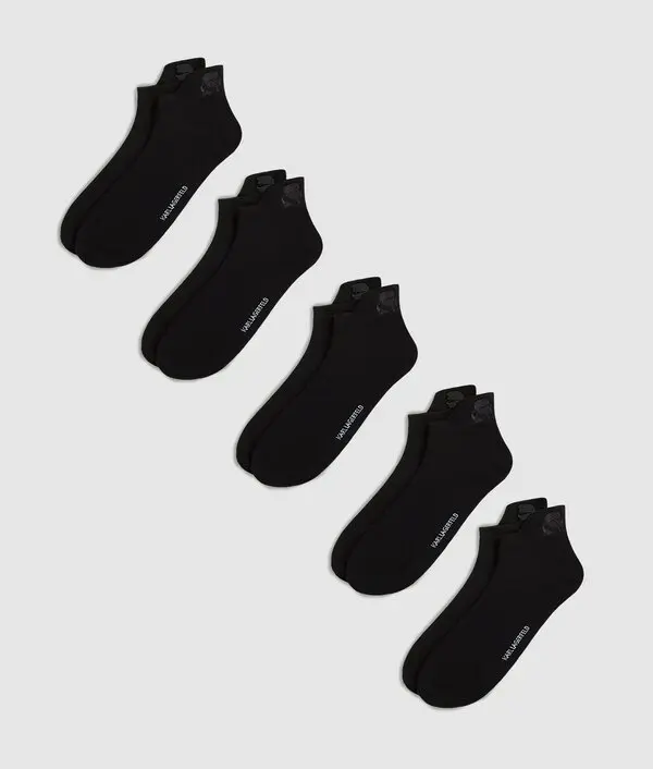 Karl Lagerfeld Kameo Embroidered Short Socks 5-pack - Black