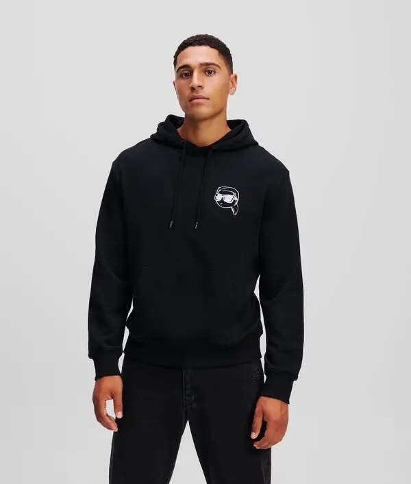 Karl Lagerfeld Ikon Hoodie With Embroidered Motif - Black