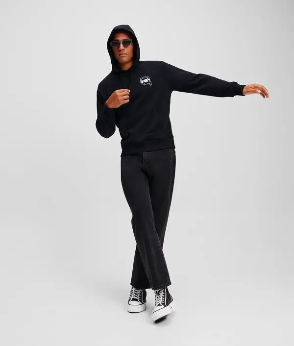 Karl Lagerfeld Ikon Hoodie With Embroidered Motif - Black