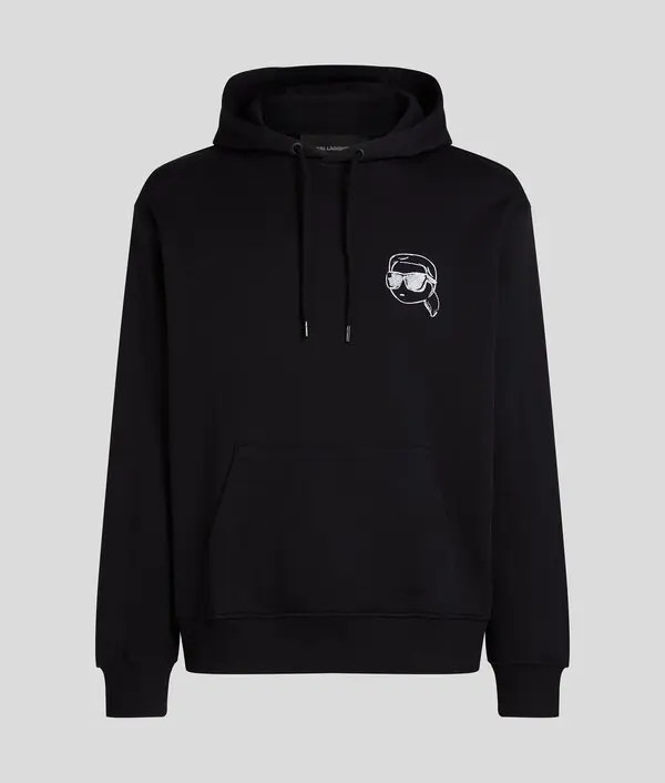 Karl Lagerfeld Ikon Hoodie With Embroidered Motif - Black