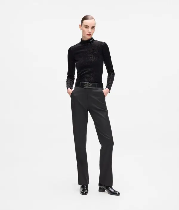 Karl Lagerfeld Sparkling Velvet Mock Neck Top