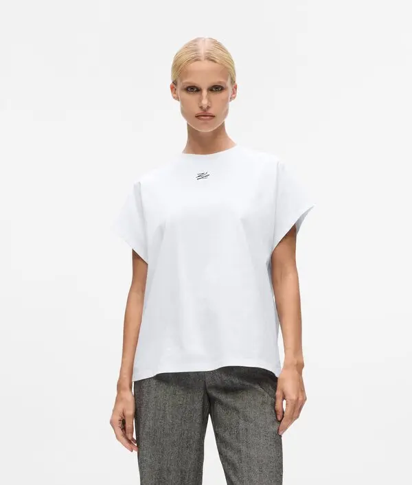 Karl Lagerfeld Autograph Embroidered Organic Cotton T-shirt - White