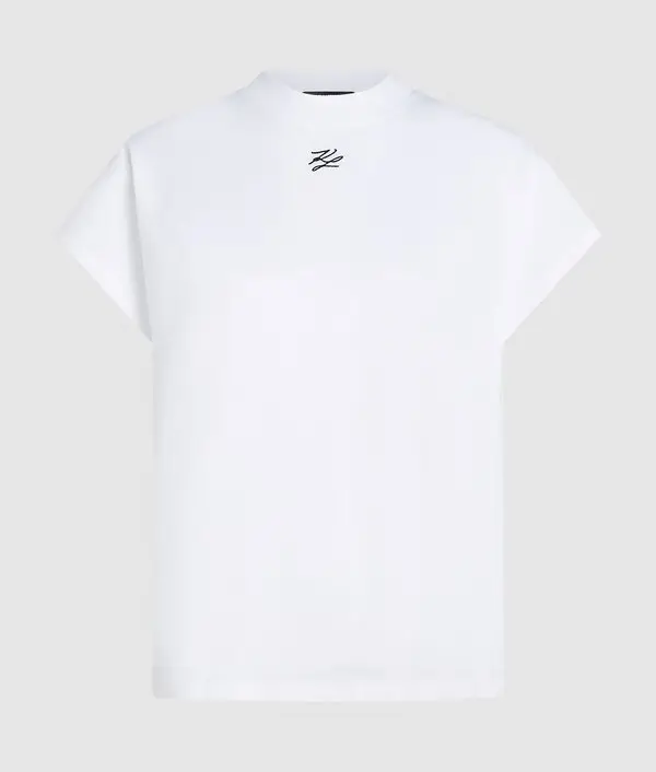 Karl Lagerfeld Autograph Embroidered Organic Cotton T-shirt - White