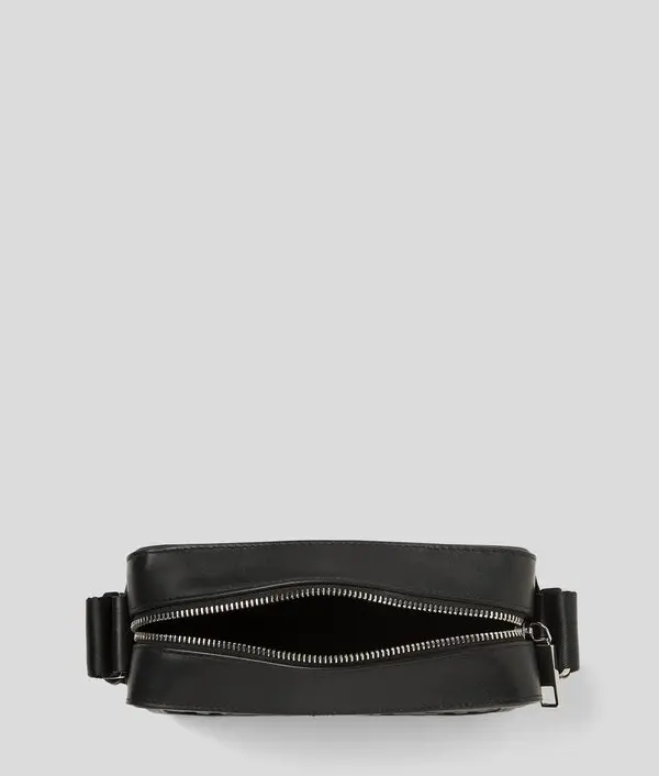 Karl Lagerfeld K/loom Embossed Monogram Leather Camera Bag - Black