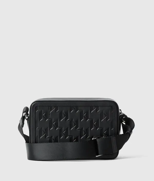Karl Lagerfeld K/loom Embossed Monogram Leather Camera Bag - Black