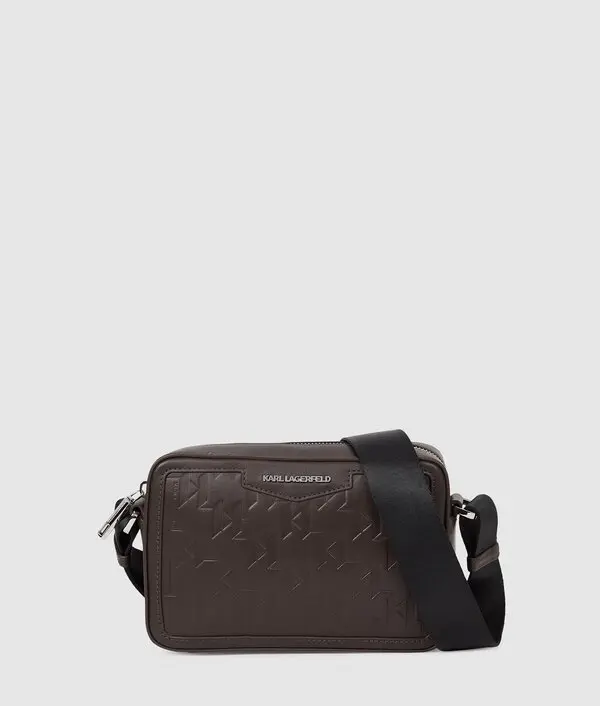 Karl Lagerfeld K/loom Embossed Monogram Leather Camera Bag - Fudge