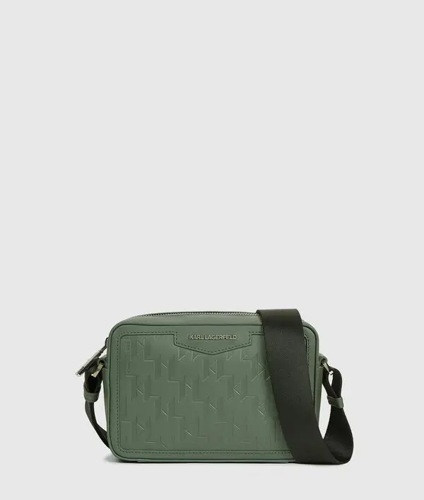 Karl Lagerfeld K/loom Embossed Monogram Leather Camera Bag - Thyme