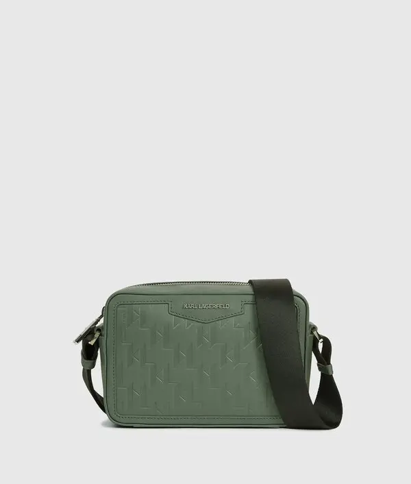 Karl Lagerfeld K/loom Embossed Monogram Leather Camera Bag - Thyme