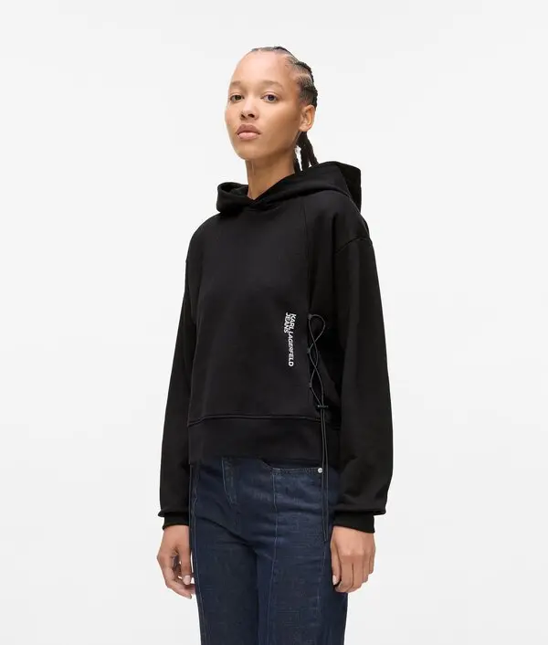 KL JEANS Jeans Organic Cotton Drawstring Hoodie - Black