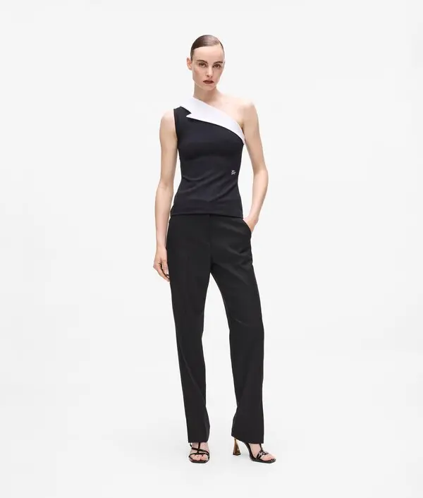 Karl Lagerfeld Asymmetric Lapel One-shoulder Top