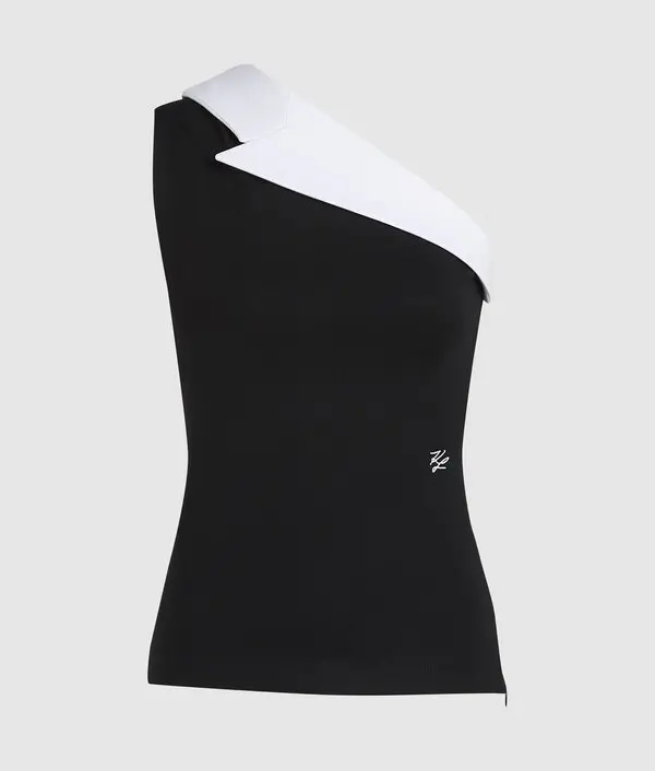 Karl Lagerfeld Asymmetric Lapel One-shoulder Top