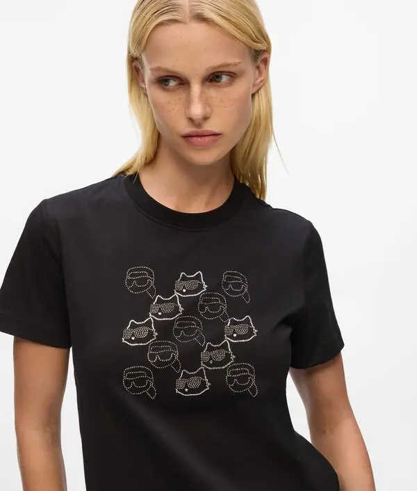 Karl Lagerfeld Ikon Rhinestone T-shirt - Black