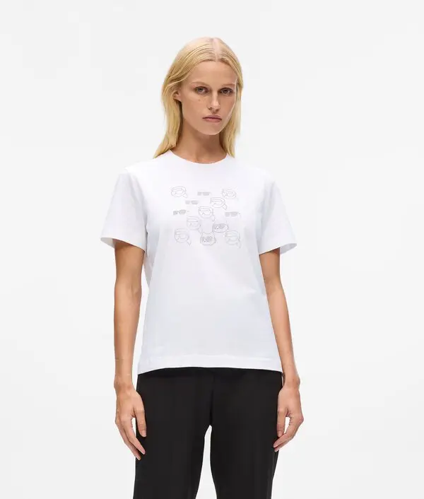 Karl Lagerfeld Ikon Rhinestone T-shirt - White