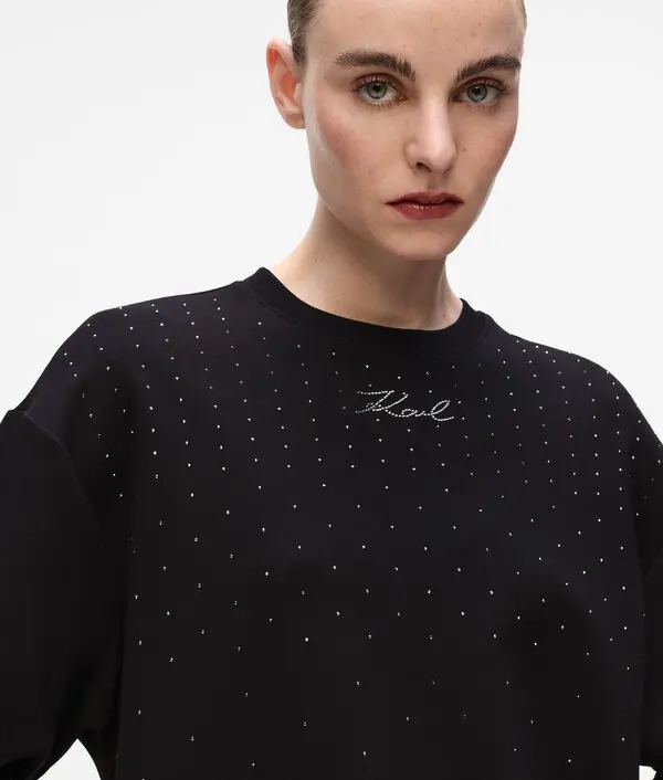 Karl Lagerfeld Rhinestone Embellished Crewneck Sweatshirt