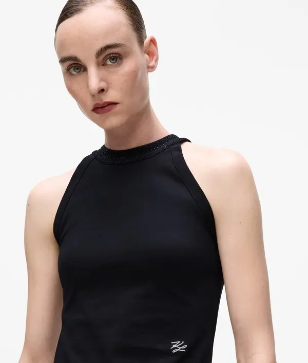 Karl Lagerfeld Rhinestone Embellished Halter Neck Top