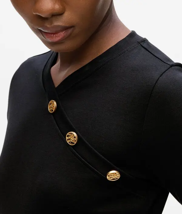 Karl Lagerfeld Long-sleeved T-shirt With Gold Logo Buttons