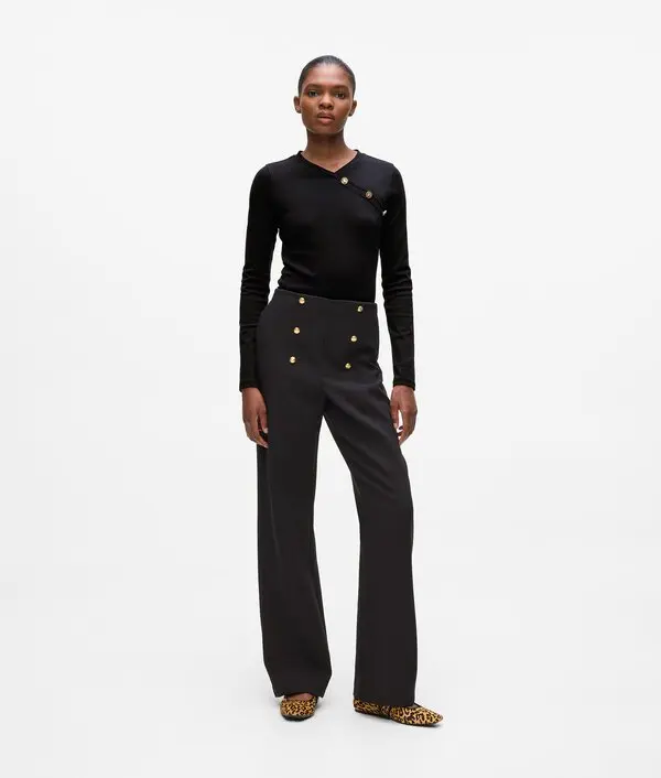 Karl Lagerfeld Long-sleeved T-shirt With Gold Logo Buttons