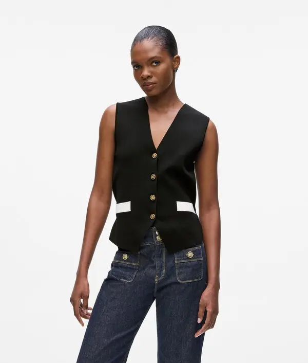 Karl Lagerfeld Recycled Viscose Blend Waistcoat - Black