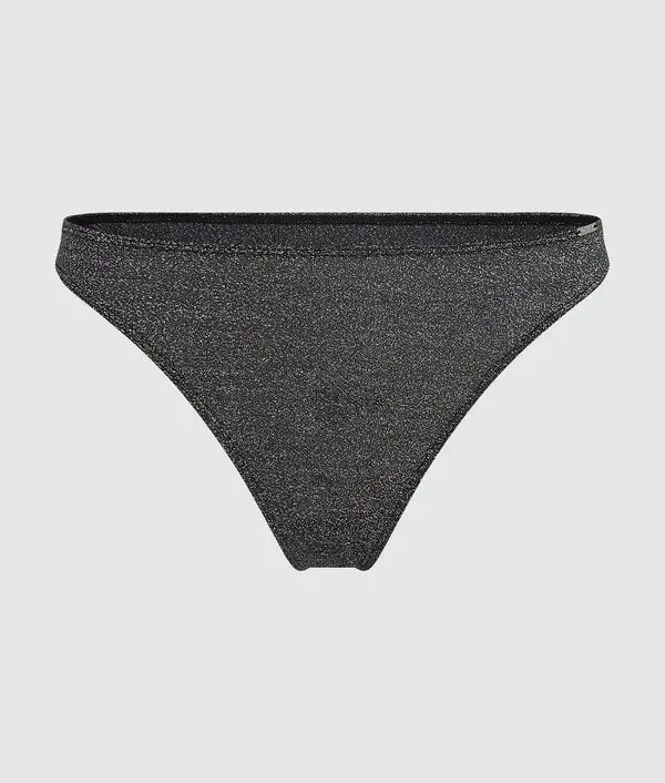 Karl Lagerfeld Signature Metallic Thong - Black