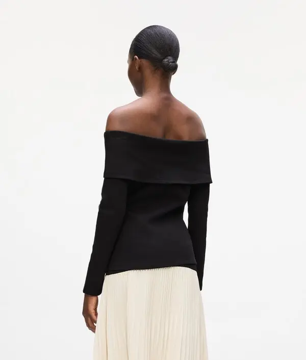 Karl Lagerfeld Off-shoulder Sweatshirt With Embroidered Logo