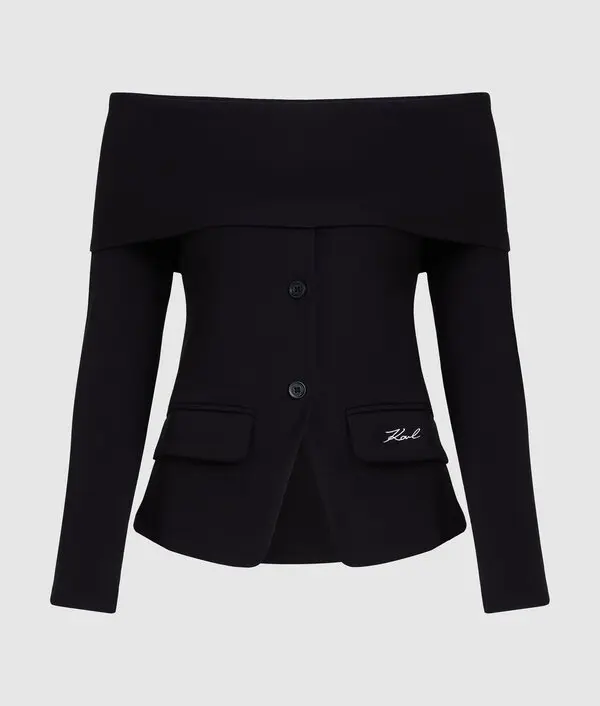 Karl Lagerfeld Off-shoulder Sweatshirt With Embroidered Logo