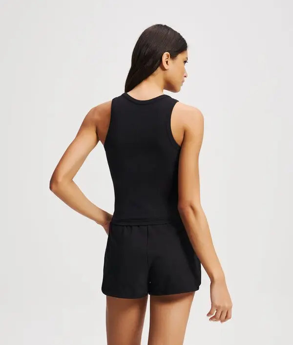 Karl Lagerfeld Sleeveless Racerback Tank Top With Embroidered Crest