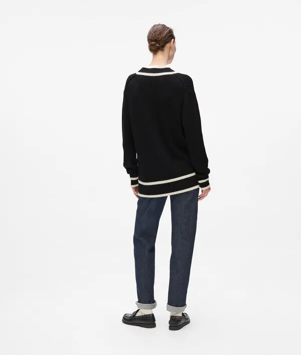 Karl Lagerfeld Wool Blend Rib-knit Autograph Cardigan