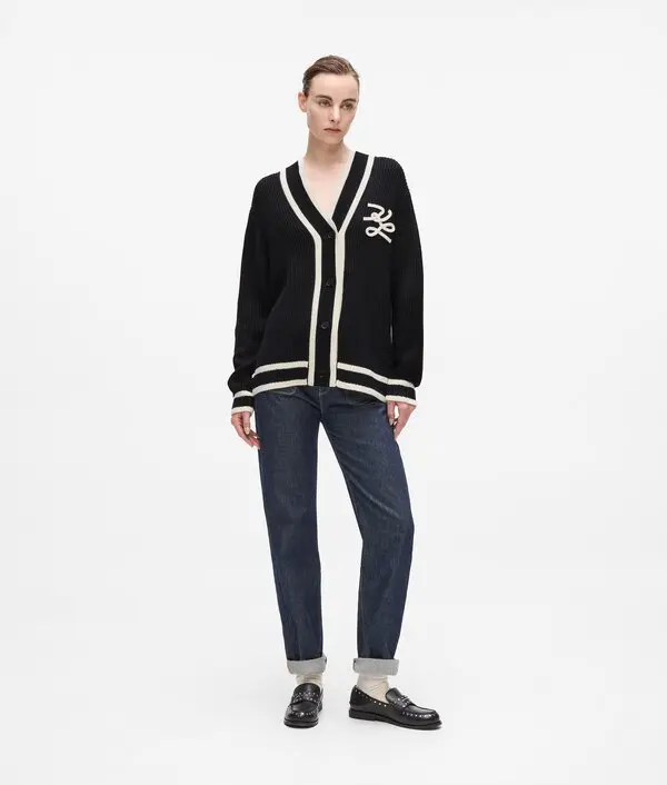 Karl Lagerfeld Wool Blend Rib-knit Autograph Cardigan
