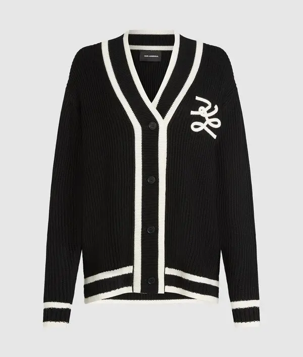 Karl Lagerfeld Wool Blend Rib-knit Autograph Cardigan