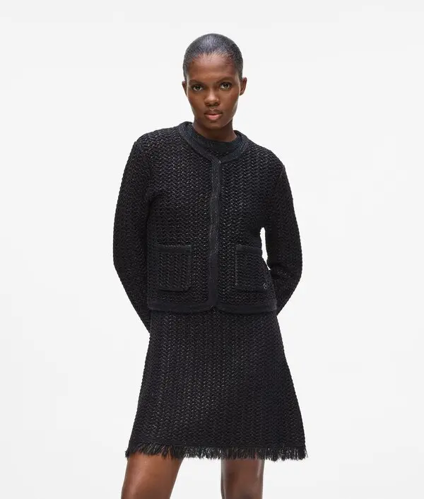 Karl Lagerfeld Textured Knit Cardigan - Black