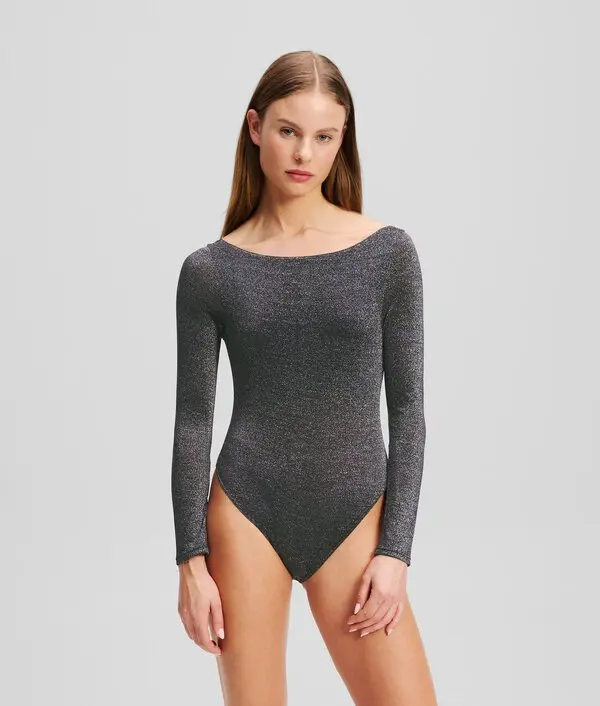 Karl Lagerfeld Signature Long-sleeved Bodysuit - Black