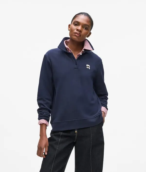 Karl Lagerfeld Ikon Long-sleeved Polo Shirt - Evening Blue