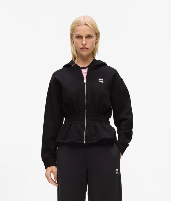 Karl Lagerfeld Ikon Cinched Zip Hoodie - Black