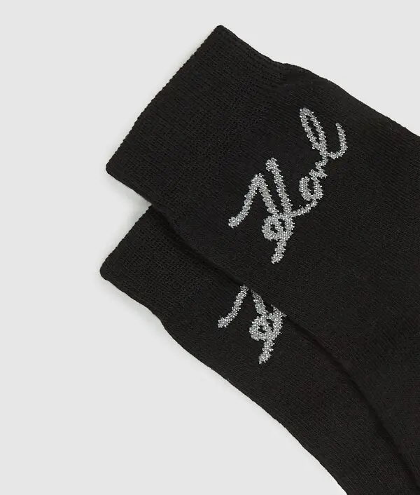Karl Lagerfeld Signature Embroidery Crew Socks – 3-pack - Black