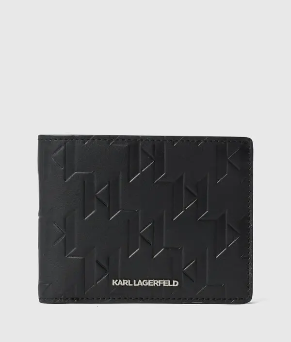 Karl Lagerfeld K/loom Leather Bi-fold Wallet - Black